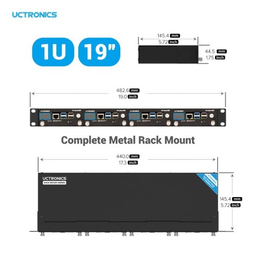 Buy UCTRONICS RM0013 Pi 5 Rack Pro, 1U Rack Mount with 4 × M.2 NVMe SSD ...