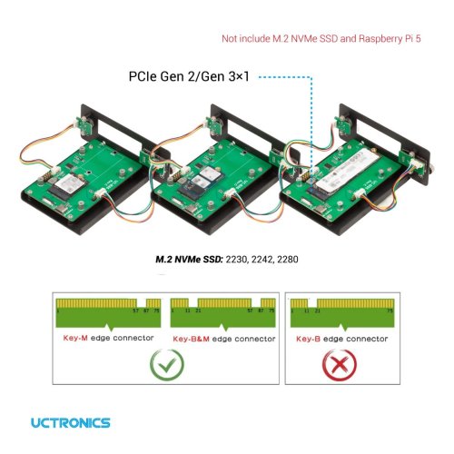 Buy UCTRONICS RM0013 Pi 5 Rack Pro, 1U Rack Mount with 4 × M.2 NVMe SSD ...